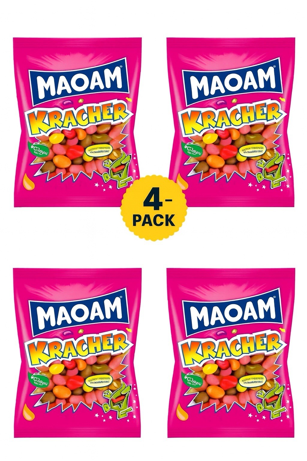 4x bags Maoam Kracher soft chews with fizzy filling 200g Each FREE ...
