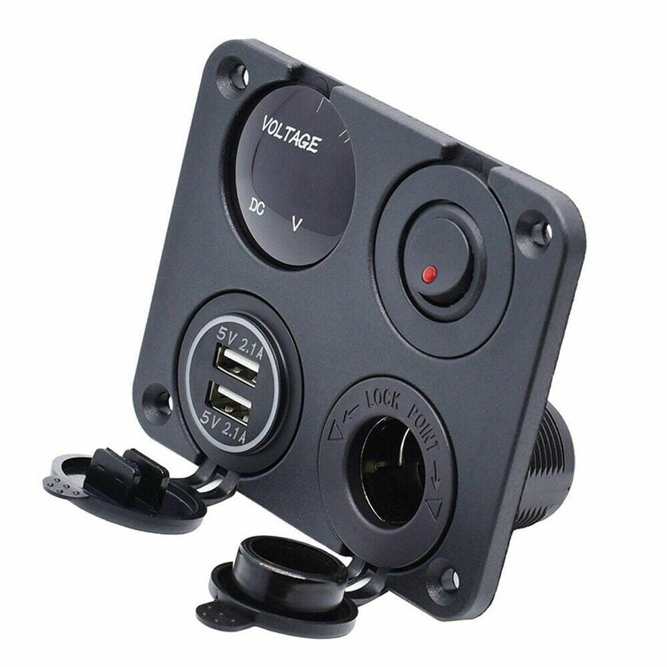 12V Car Charger Socket Dual USB Port LED Display Cigarette Ligher ...