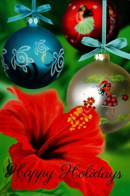 Merry Christmas Hawaii Mele Kalikimaka Hawaiian Hula Girls Cards - Set ...