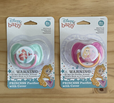 Disney Baby Princess Pacifiers & Covers Ariel & Aurora BPA free New | eBay