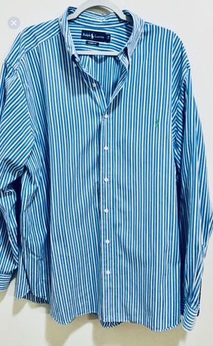 Men’s size 2XB Ralph Lauren Blue Striped Shirt | eBay