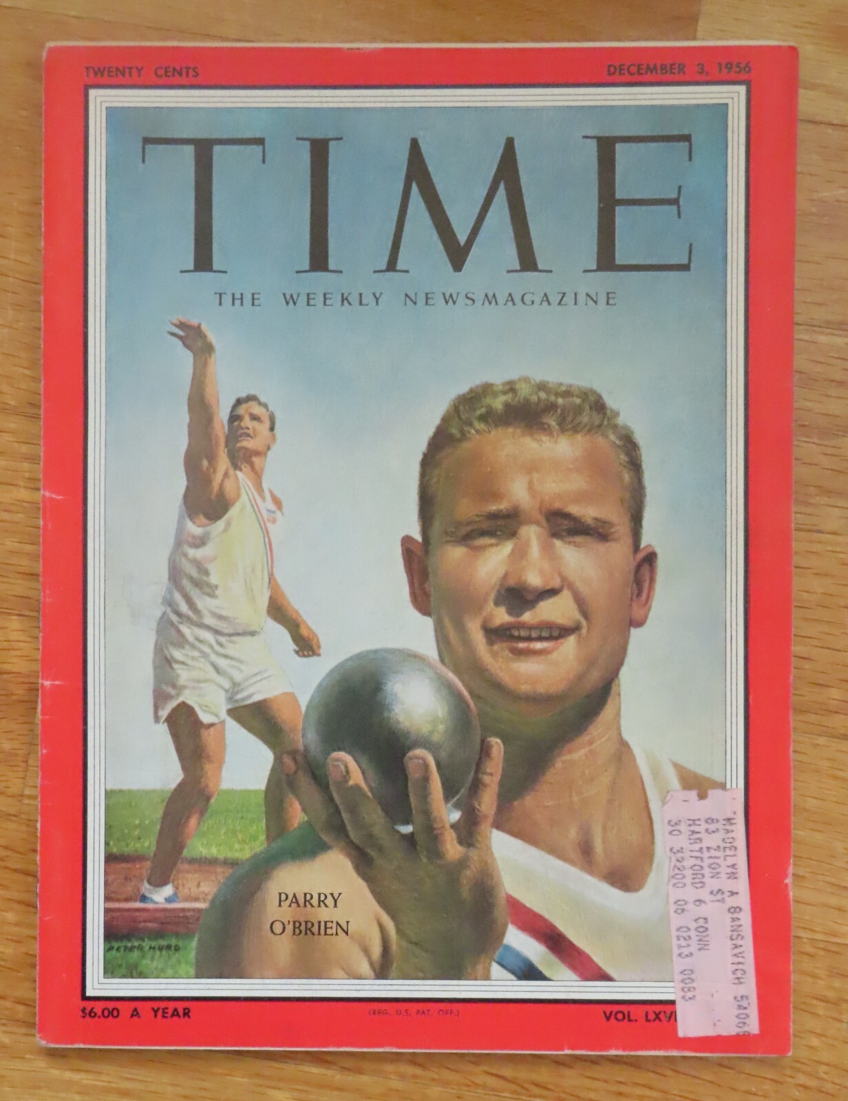 American Shot Put Champion PARRY O'BRIEN Time December 3, 1956 Magazine ...