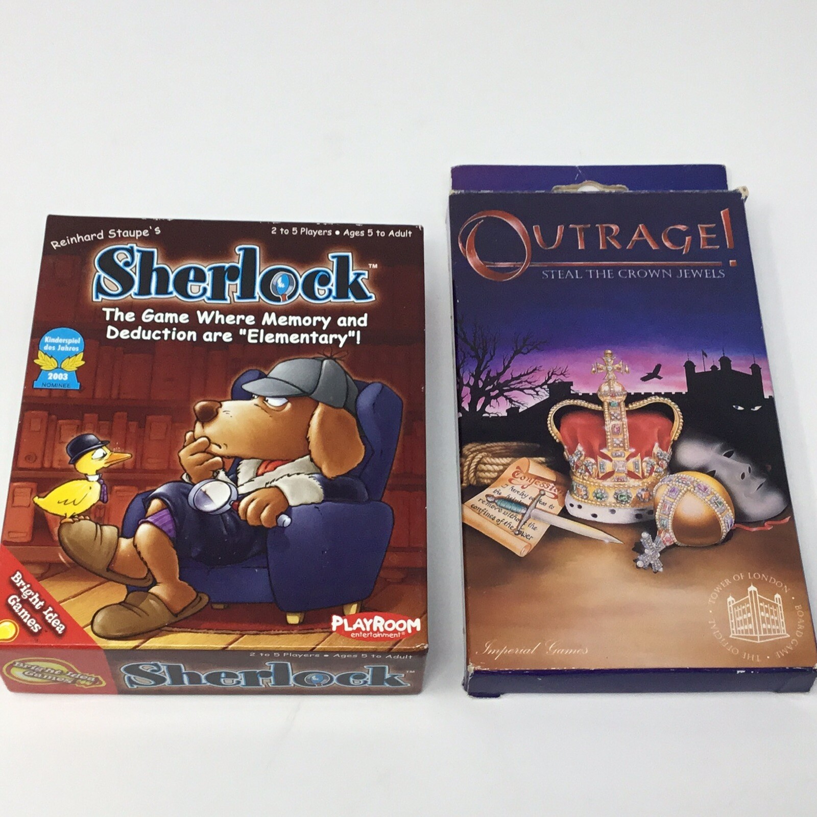 Card Game Lot (2 Games) Outrage Steal The Crown Jewels Sherlock ...