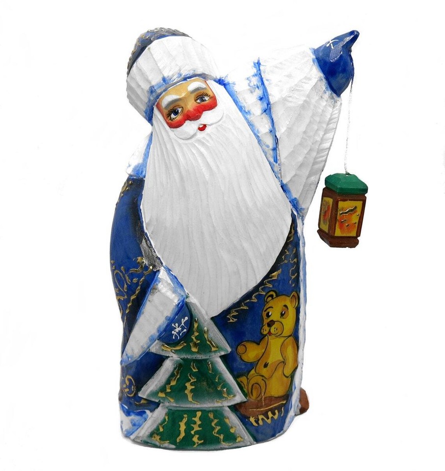 Hand Carved Russian Wooden Santa Sculpture Ded Moroz Christmas Father ...