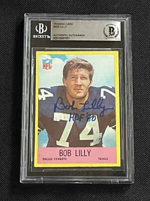 BOB LILLY 1967 PHILADELPHIA GUM SIGNED AUTOGRAPHED CARD BECKETT BAS ...