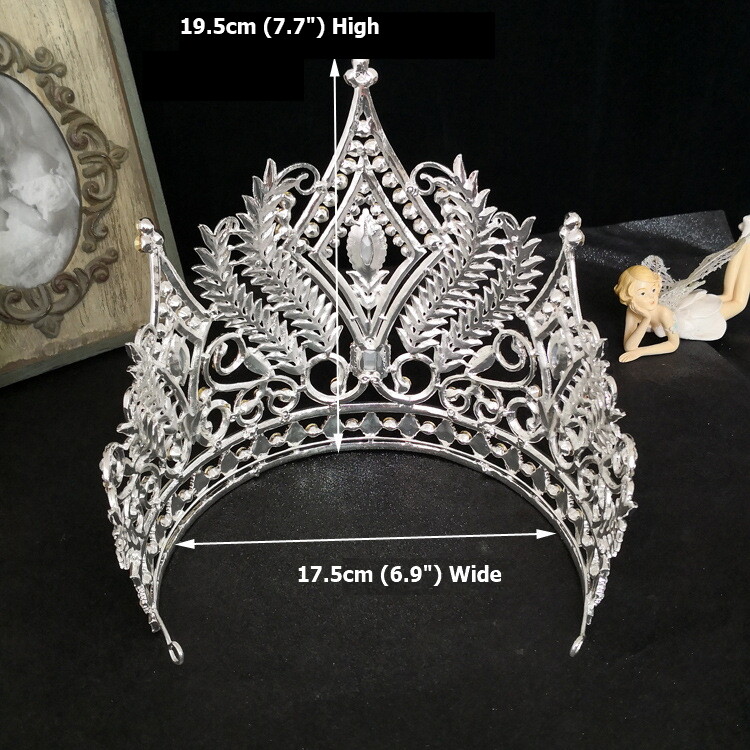 19.5cm Tall Crystal Huge Tiara Crown Wedding Bridal Queen Princess For ...