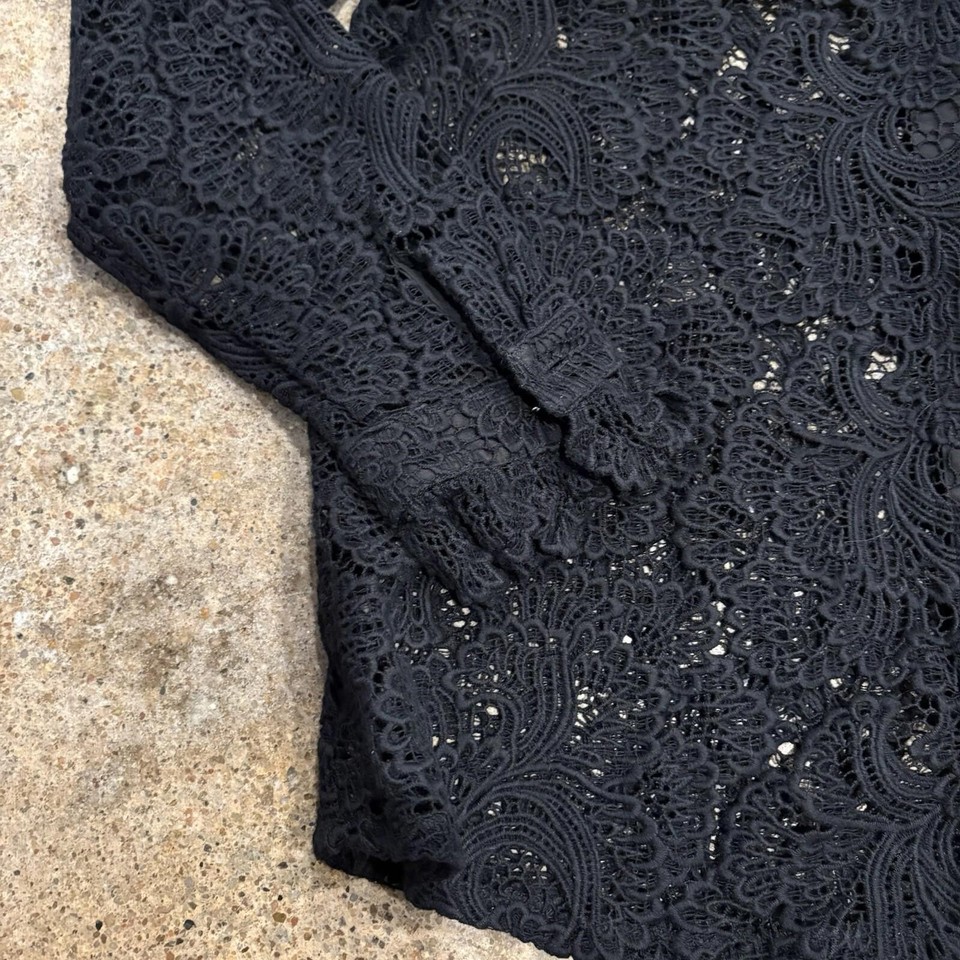 soft surroundings francesca lace black button up blouse large | eBay