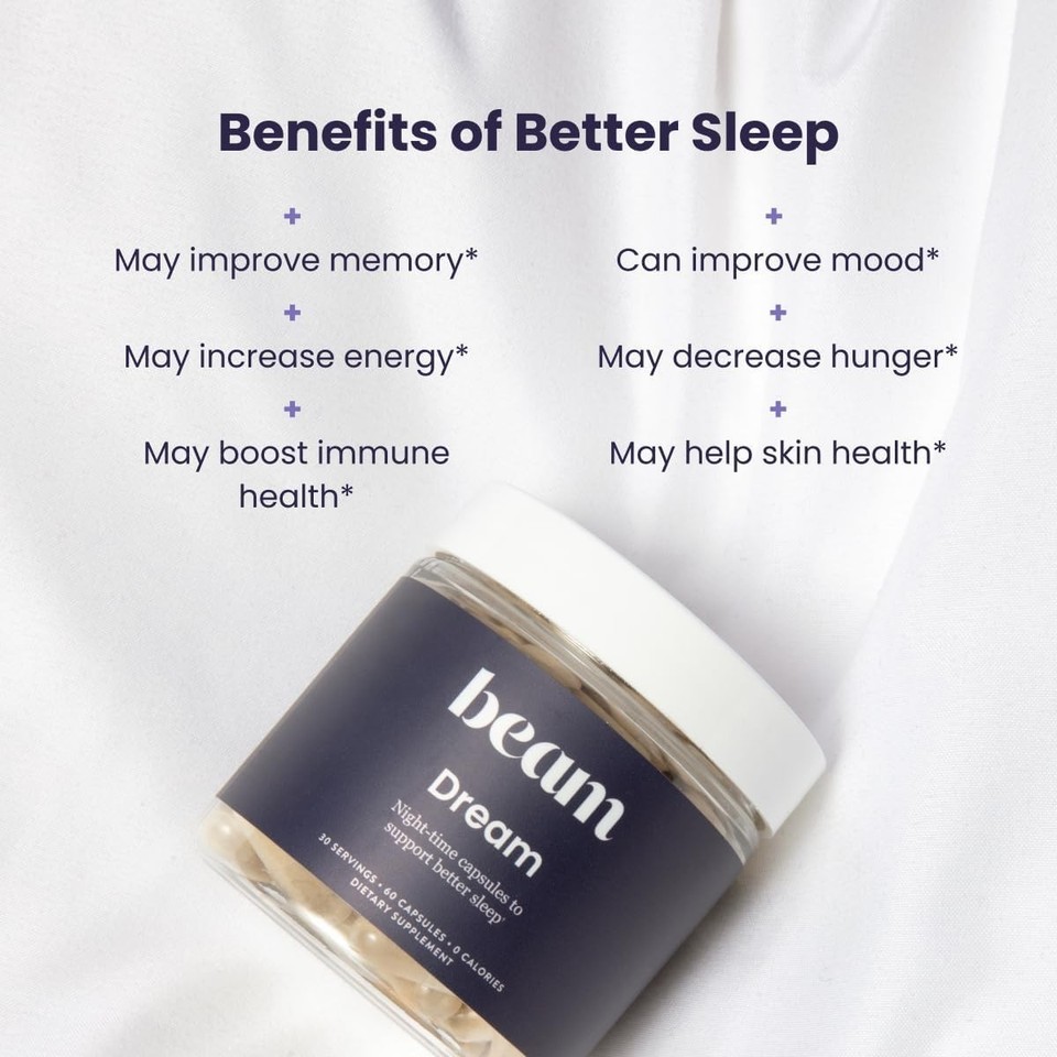 Beam Dream Sleep Capsules-60 Capsules, 30 Servings for Relaxation, Deep ...