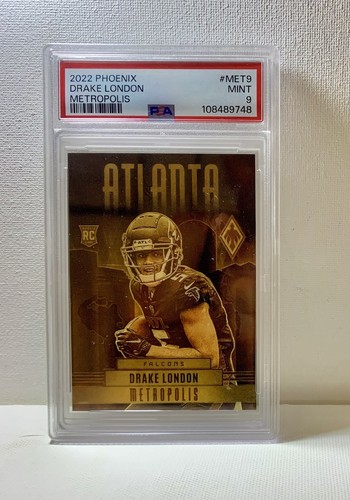 2022 Panini Phoenix DRAKE LONDON Metropolis CASE HIT SSP PSA 9 RC Gold ...