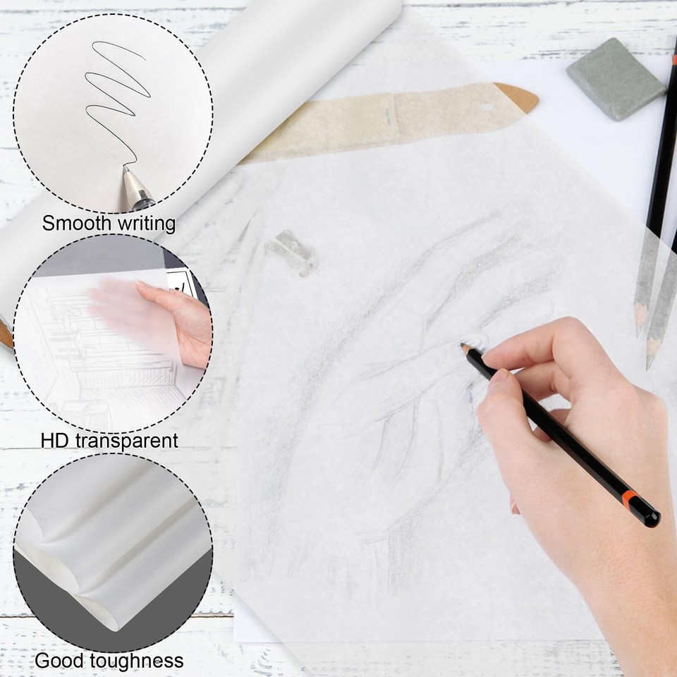 Tracing Paper Roll 18 Inch x 60 Yards Translucent Pattern Paper White ...