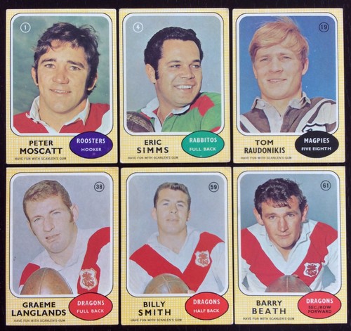 SCANLENS 1970 RUGBY LEAGUE CARD FULL SET 66/66 EX/NRMIMT NRL FOOTY CARD ...
