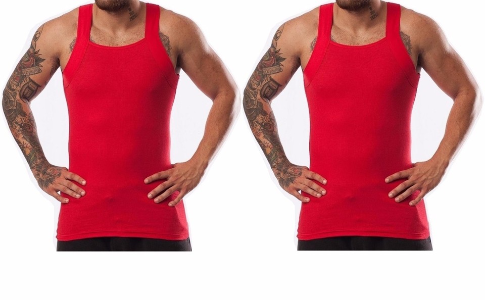 Different Touch Men's G-unit Style Tank Tops Square Cut Muscle A-Shirts ...