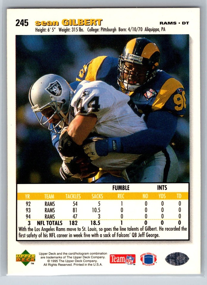 1995 Upper Deck Collector's Choice Sean Gilbert St. Louis Rams #245 | eBay