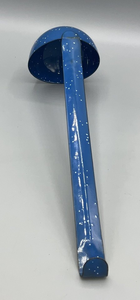 4 Vtg Blue Speckled Enamel Granite Ware Camping Metal~3 Ladles & 1 ...
