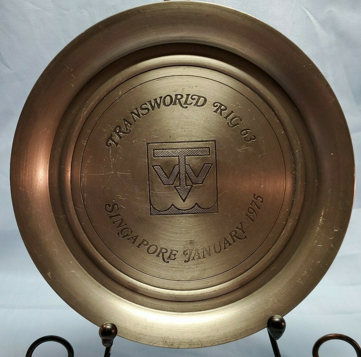 Selangor Pewter 8" Collector Plate "Transworld Rig 63 Singapore January ...
