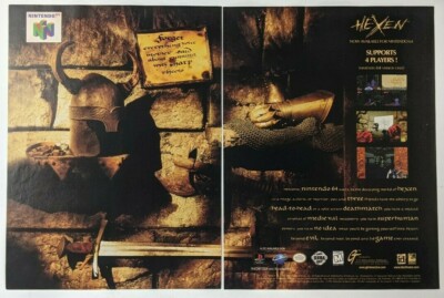 Hexen Print Ad Game Poster Art PROMO Original PS1 N64 Sega Saturn PC ...