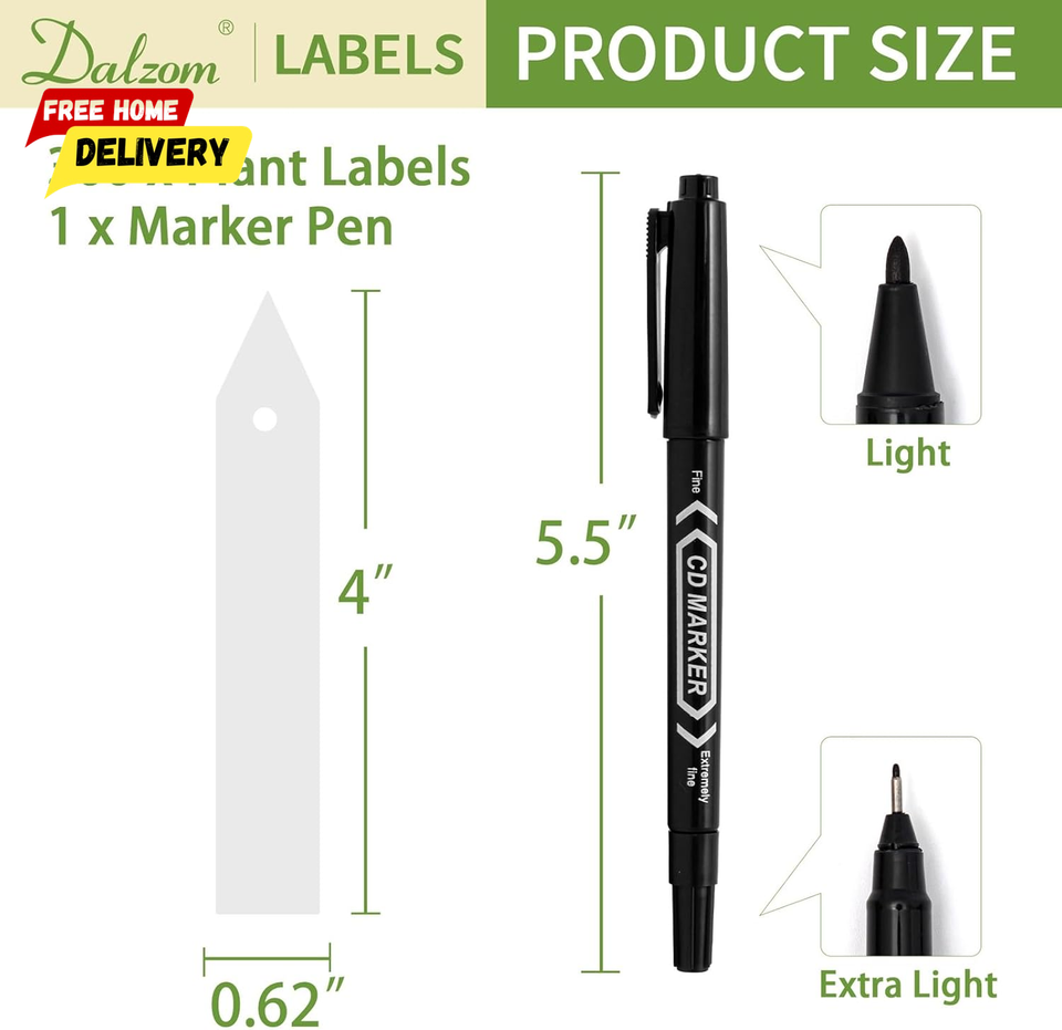 300Pcs 4" Plant Labels with Marker Pen,Waterproof Plastic Plant Tags ...