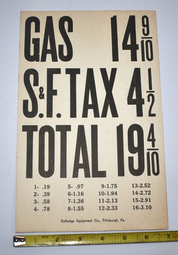 Vintage Visible Gas Station Pump Fuel Price Pricer Box Advertising SIGN ...