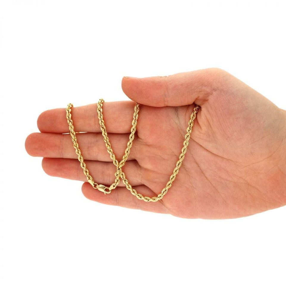 Real 10K Gold 1.8mm-9mm Rope Chain (Hollow) 16"-30" | eBay