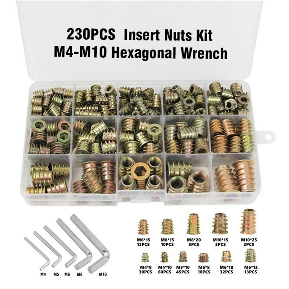230Pcs Hex Drive Head Inserts Nuts Zinc Alloy Furniture Nuts | eBay