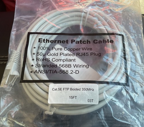 15ft Cat.5E FTP Booted 350MHz Ethernet Patch Cable RJ45 Plug Stranded ...