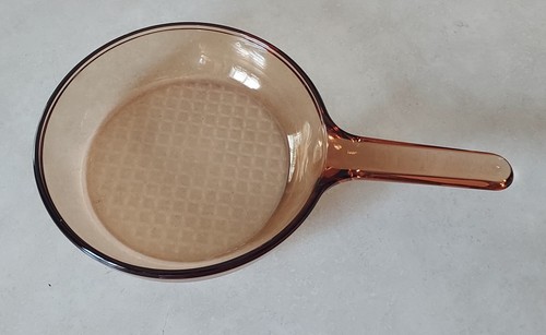 Vintage Vision Glass Cookware: amber 7 inch Saucepan with handle ...