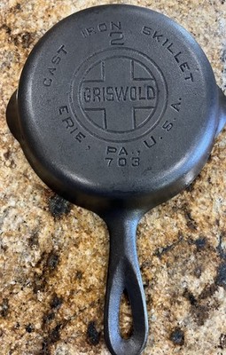 VTG Griswold No. 2 Cast Iron Skillet Erie PA 703 Large Logo Read | eBay