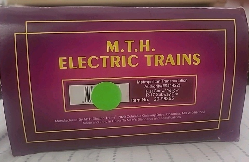 MTH 20-98365 O Gauge MTA Flatcar with Yellow R17 Subway Car #P6899 | eBay