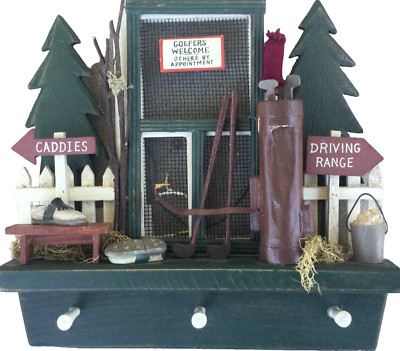 Golfers Wall Mount Key Holder Plaque with Clubs Trees Shoes Screen Door ...