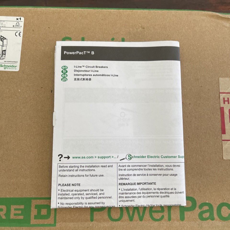 Square D PowerPact B Circuit Breaker I-line 1 Pole, 20A, 347V AC ~FREE ...