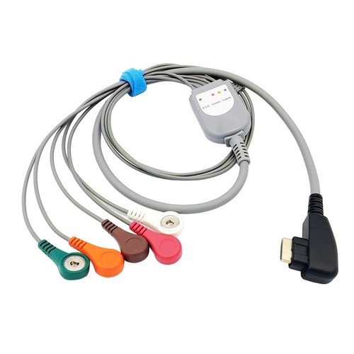 19-pin ECG Holter Patient Cable 5-Lead Snap Compatible DMS 300-3/4A 24H ...