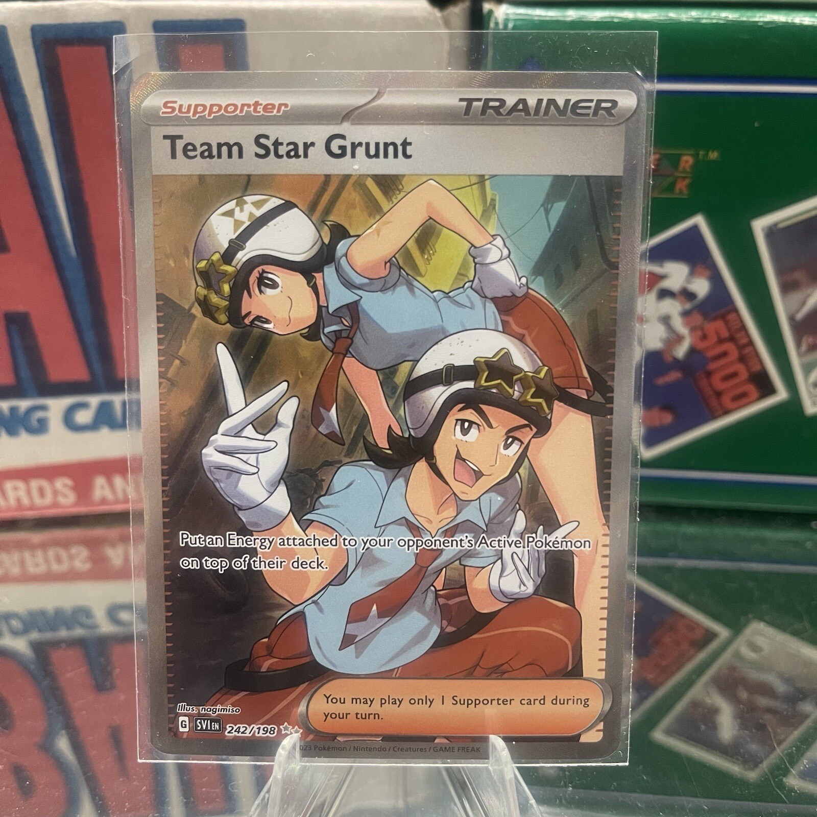Pokemon Scarlet & Violet Team Star Grunt 242/198 Trainer Full Art Rare ...