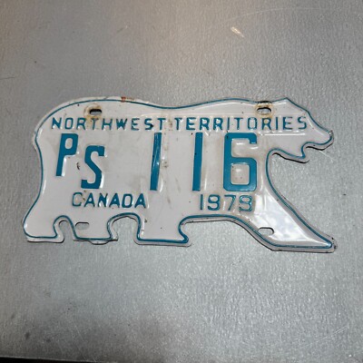 1979 Original Canada Northwest Territories NWT Bear License Plate # PS ...