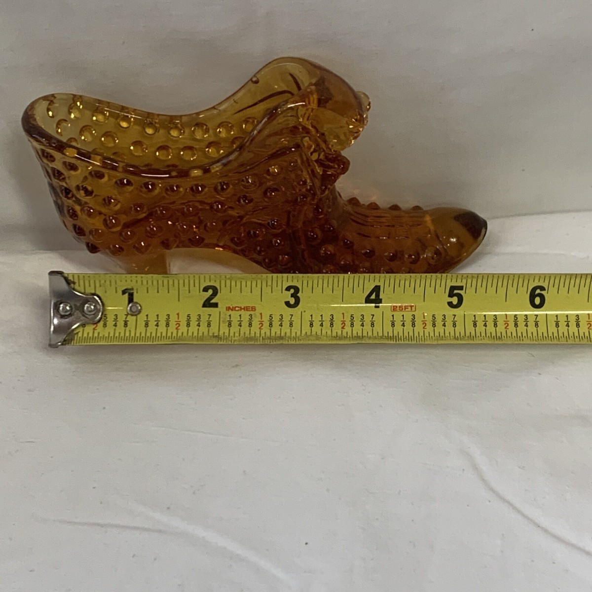 Vintage Amber Glass Shoe Collectible Home Decor Vintage