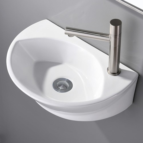 Small Wall Mount Sink, Tiny Ceramic Wall Mouted Bathroom Sink, Modern ...