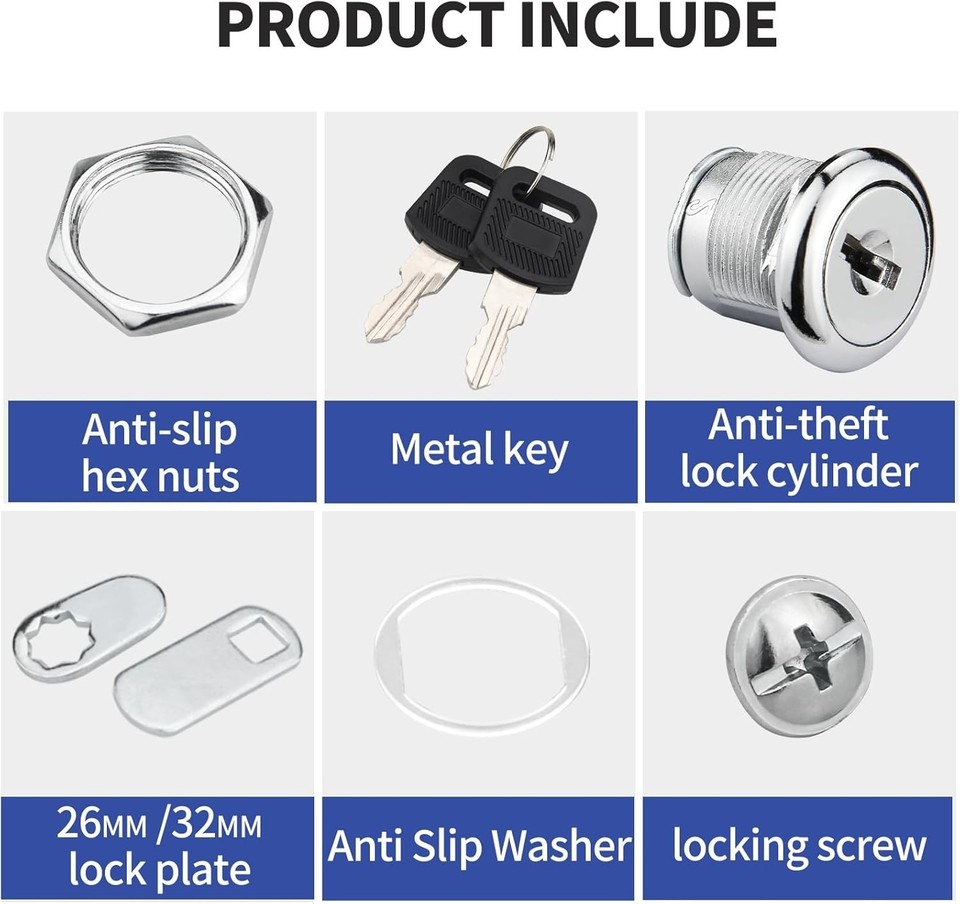 Truck Tool Box Locks, 2-Pack 5/8" Cylinder Key Alike Cam Lock ...
