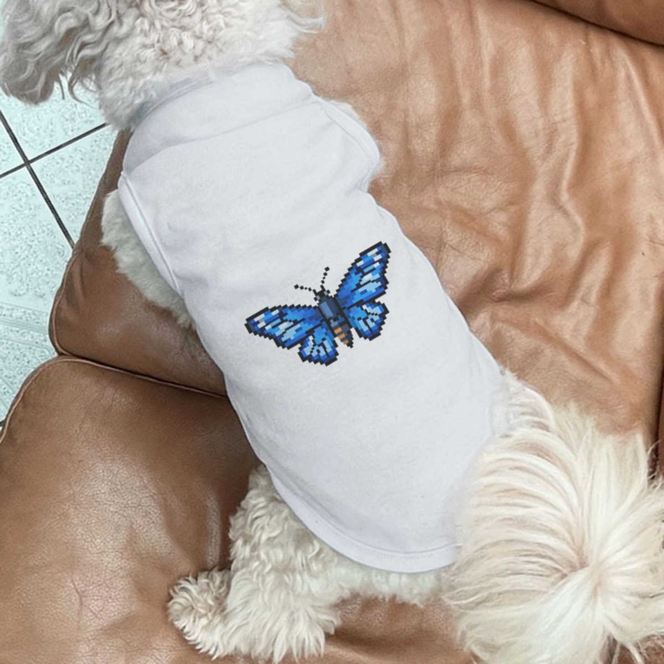 'Blue Pixel Art Butterfly' Pet Dog / Cat T-Shirt (PT060031) | eBay UK