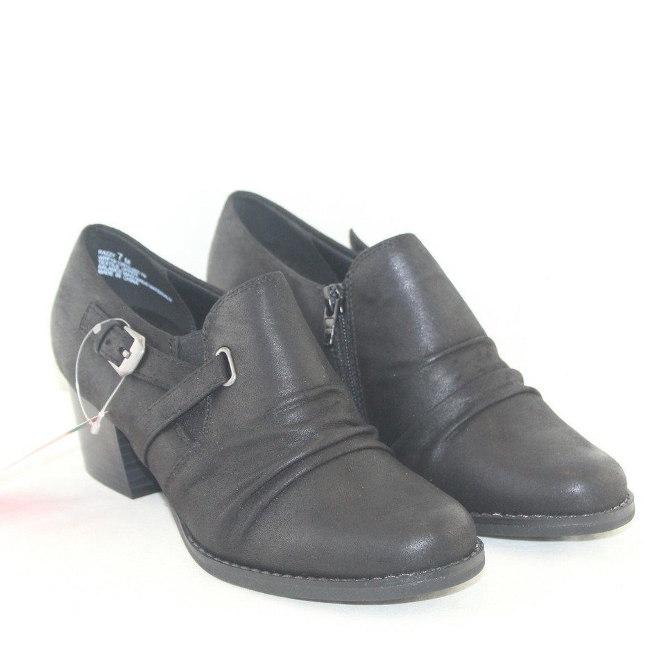 YUU RAZZY women's zip up dress shoes size 7 M black fabric upper block ...