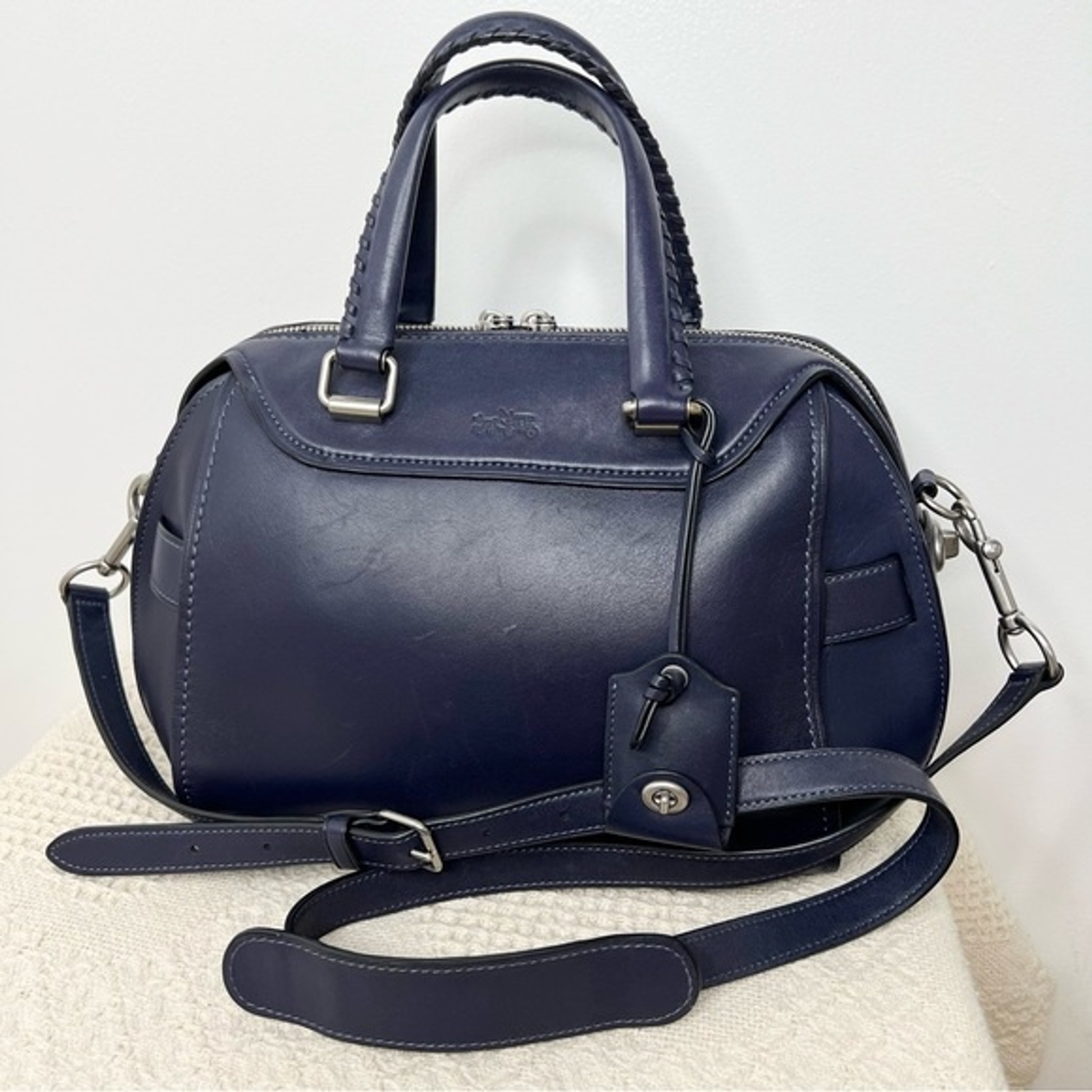 Coach Ace Satchel 37017 Dark Indigo Navy Glovetanned … - Gem