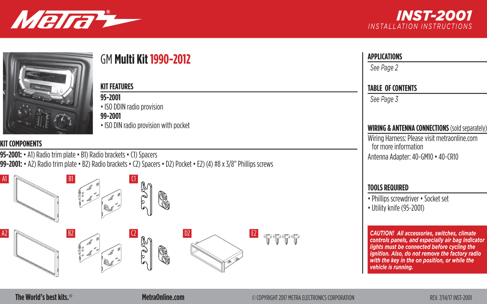 Metra 95-8210 Double Din Radio Install Dash Kit for 4Runner, Car Stereo ...