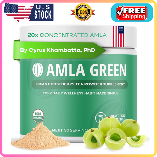 Amla Powder & Green Tea Superfood Supplement, 20x Ultra Concentrated ...