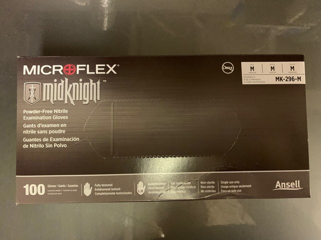 Microflex Mk296m MidKnight Black Nitrile Powder Gloves Medium for sale ...