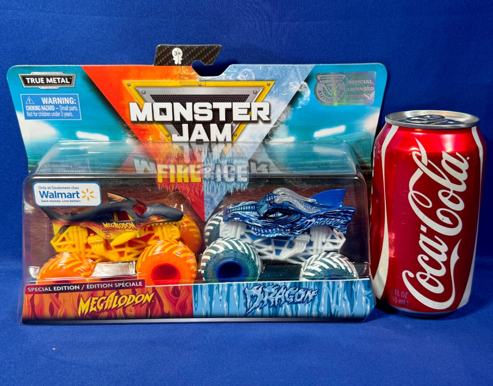 MEGALODON & DRAGON 2-Pack FIRE & ICE Monster Jam TRUCKS Walmart Exc ...