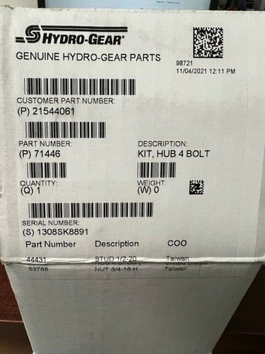 HYDRO GEAR PART# 71446 OFFSET HUB KIT | eBay