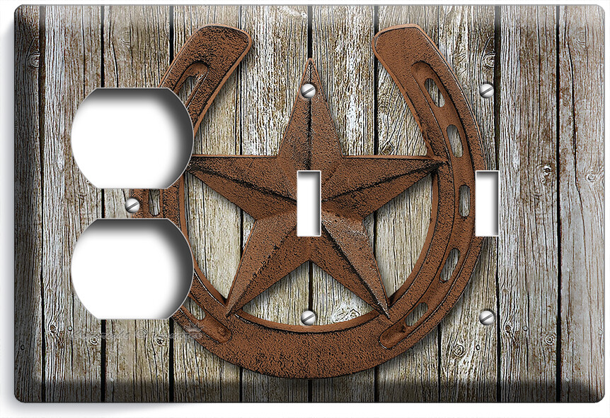 COUNTRY RUSTIC WESTERN COWBOY LONE STAR HORSESHOE LIGHT SWITCH OUTLET ...