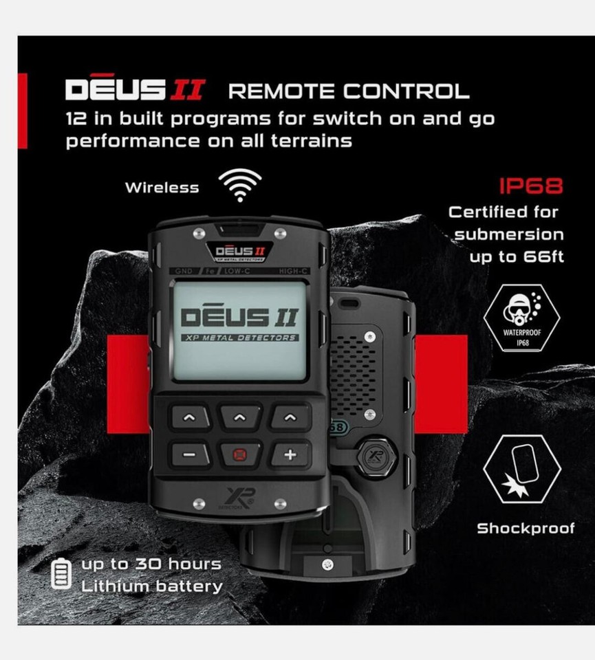 XP Deus II RC Metal Detector with 9" FMF Coil, WS6 Wireless Headphones ...