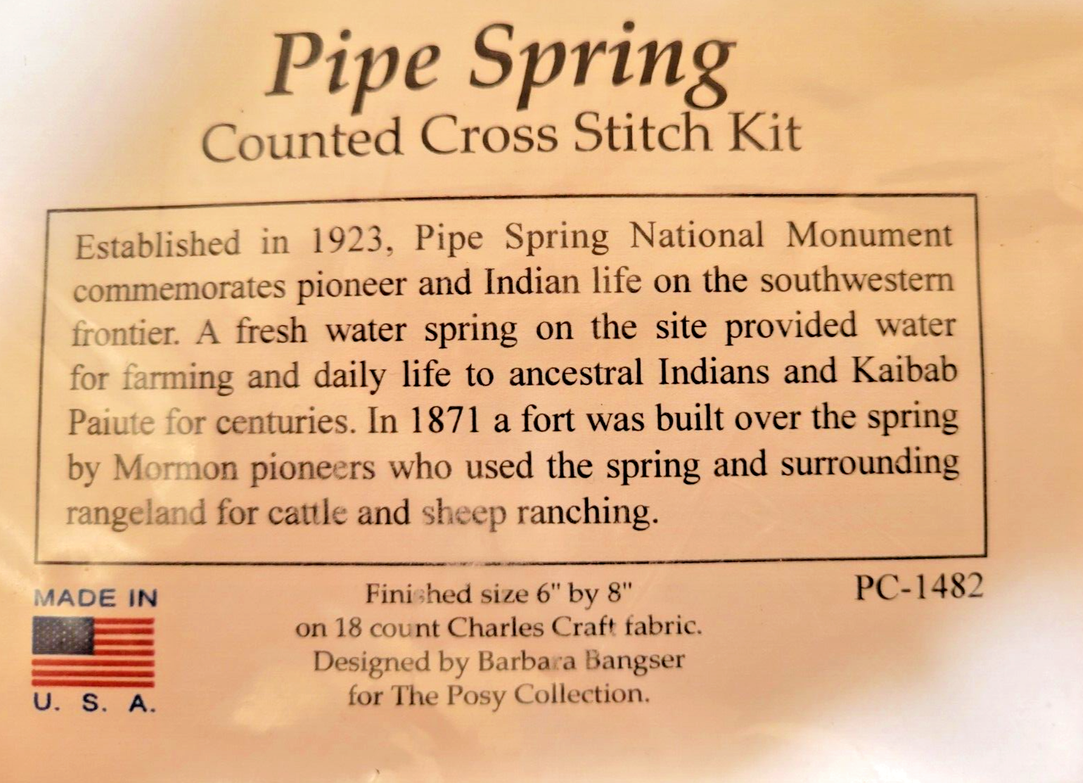 NEW "PIPE SPRING" COUNTED CROSS STITCH KIT DESIGNED BY BARBARA BANGSE ...