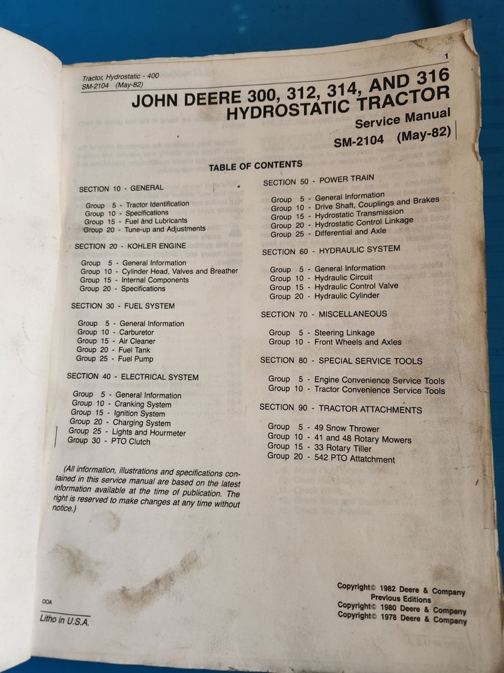 John Deere 300 312 314 316 Lawn Garden Tractor Shop Service Repair ...