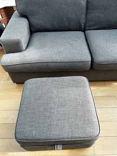 DFS 3 Seater Ludo Sofa with Storage Pouffe / Footstool Grey Charcoal ...