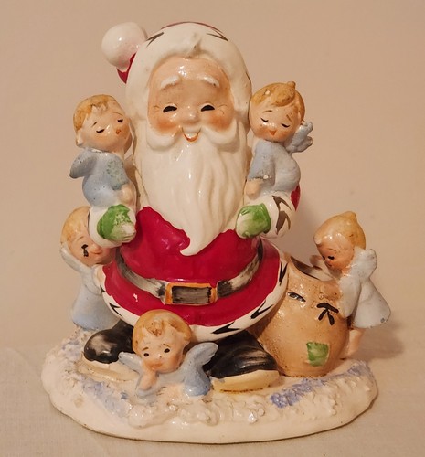 VINTAGE LEFTON 1950'S CHRISTMAS SANTA ANGELS FIGURINE | eBay